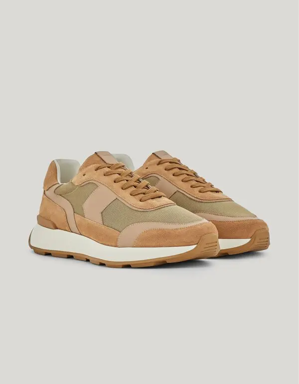 Canali Technical Fabric And Leather Runner Sneakers