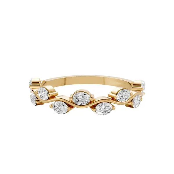 AYA FINE JEWELRY Twisted Diamond Stacking Ring With Oval Lab Diamonds In 14k Gold - Yellow