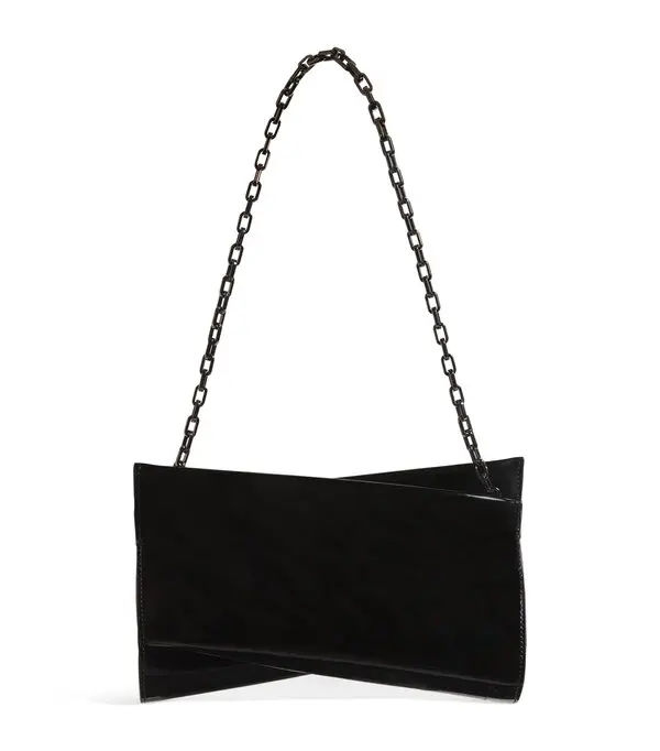 CHRISTIAN LOUBOUTIN Loubitwist Patent Leather Clutch Bag - Black