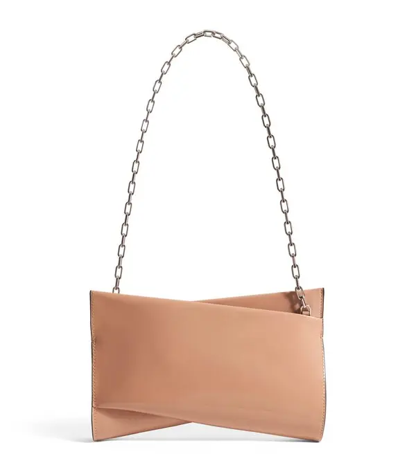 CHRISTIAN LOUBOUTIN Loubitwist Patent Leather Clutch Bag - Nude
