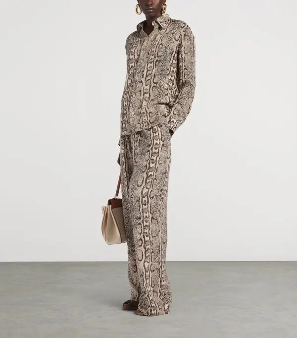 Balenciaga Silk Python Print Wide-leg Trousers