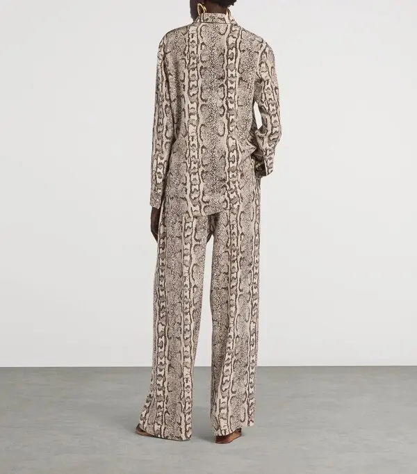 Balenciaga Silk Python Print Wide-leg Trousers