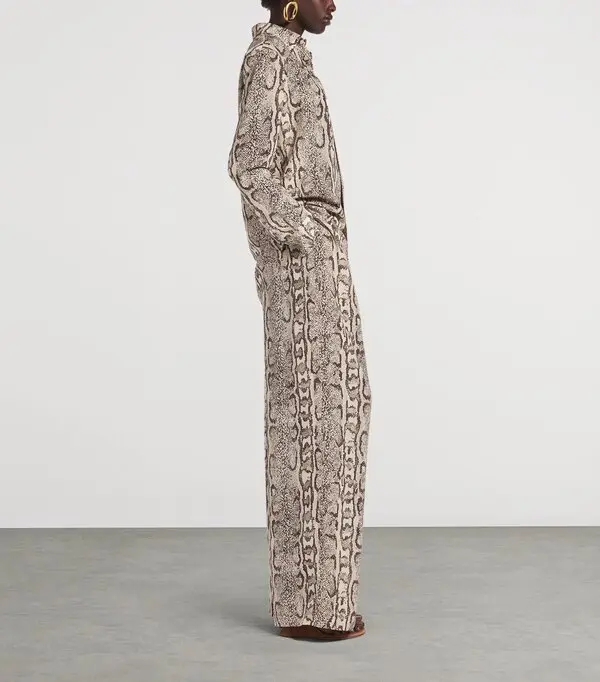 Balenciaga Silk Python Print Wide-leg Trousers