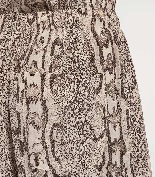 Balenciaga Silk Python Print Wide-leg Trousers