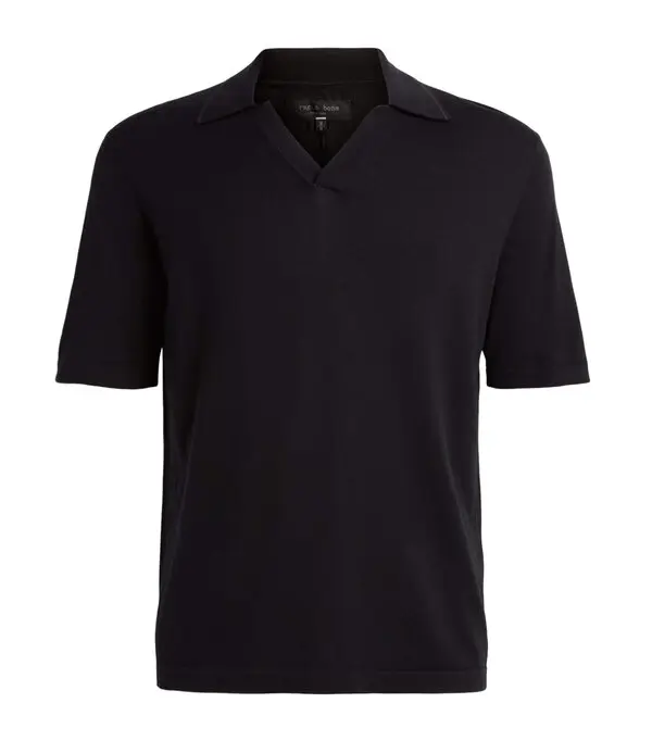 Rag & Bone Silk-cotton Conrad Polo Shirt - Black