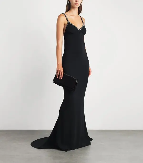 Stella McCartney Embellished Crepe Maxi Dress