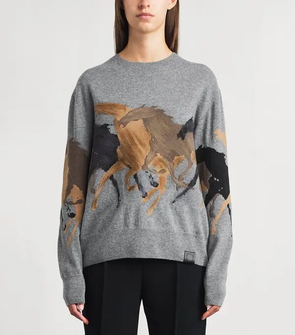 Stella McCartney Wool Horse Jacquard Sweater - Grey