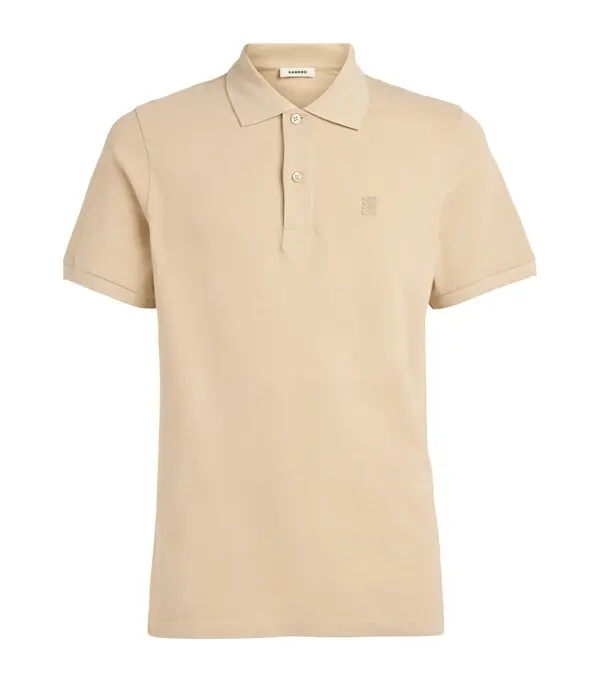 Sandro Cotton 4s Patch Polo Shirt - Beige