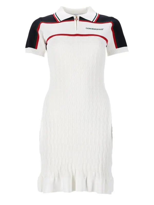 Casablanca Knit Polo Tennis Dress - White