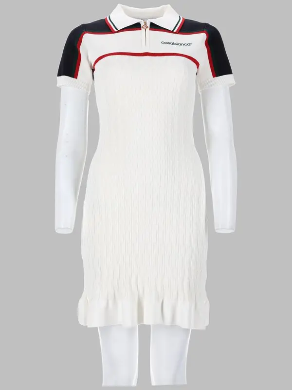 Casablanca Knit Polo Tennis Dress - White