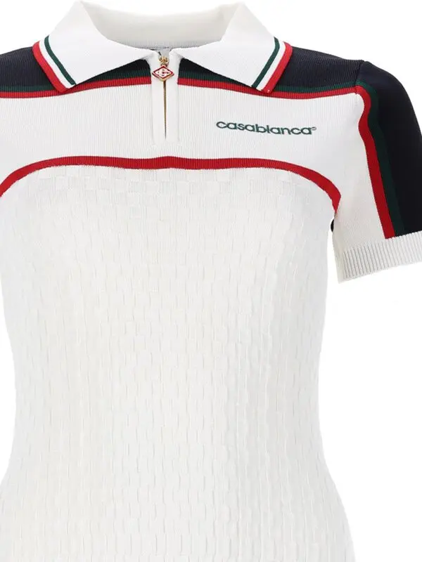 Casablanca Knit Polo Tennis Dress - White