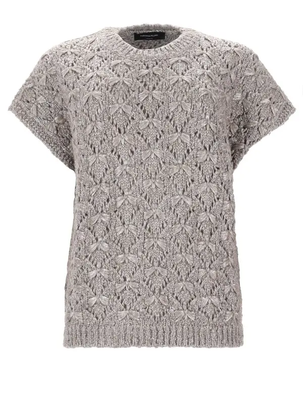Fabiana Filippi Cotton Macrame Knit Top - Dove