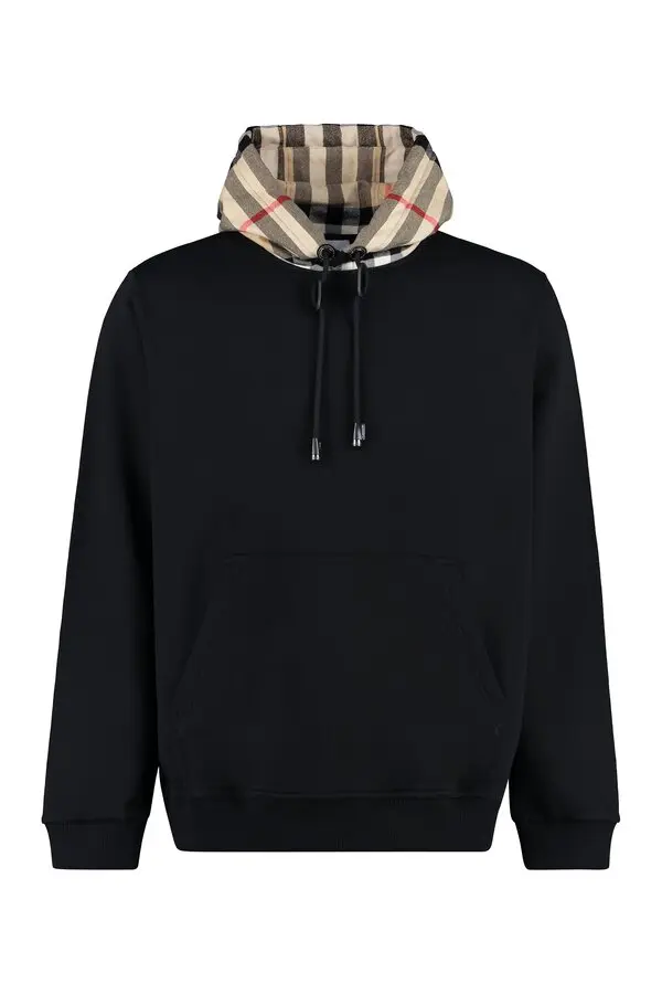 Burberry Cotton Hoodie With Check Pattern Hood