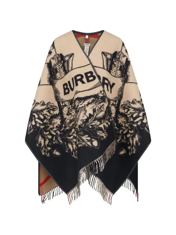Burberry Printed Wool Cape - Beige