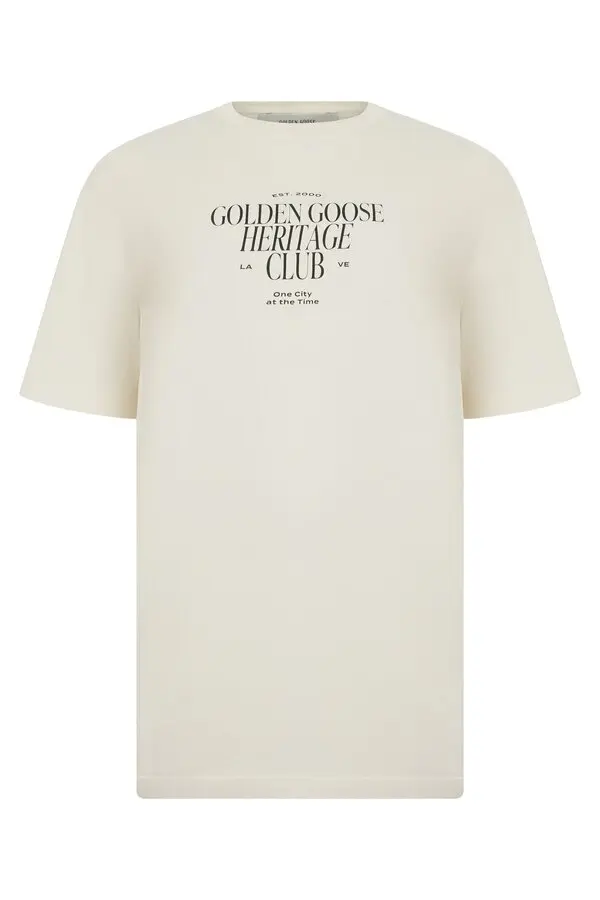 GOLDEN GOOSE Cotton Logo T-shirt - Beige