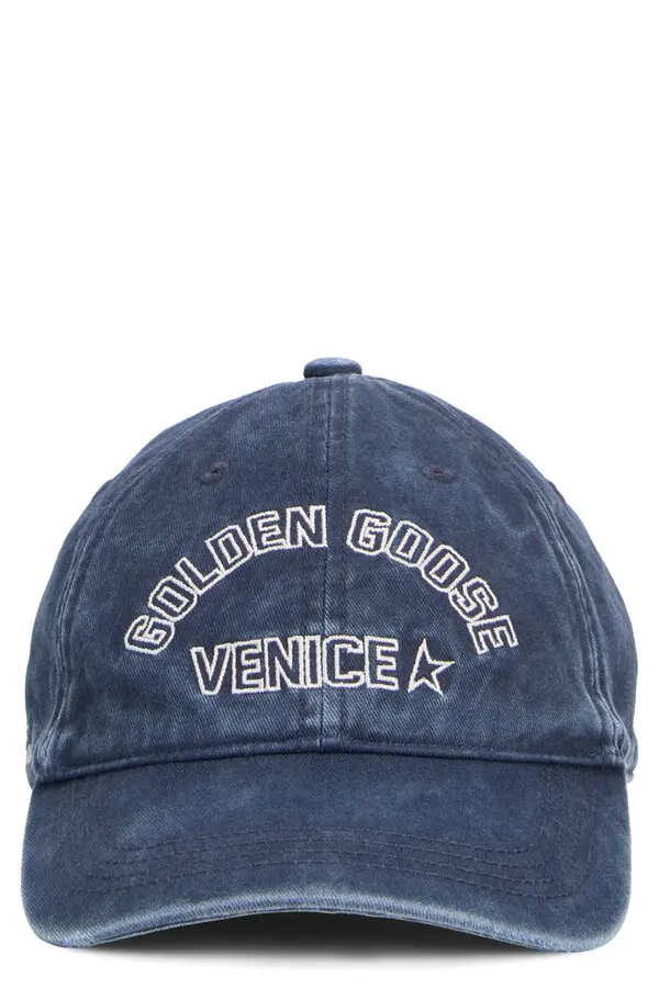 GOLDEN GOOSE Cotton Baseball Cap With Embroidered Logo - Blue