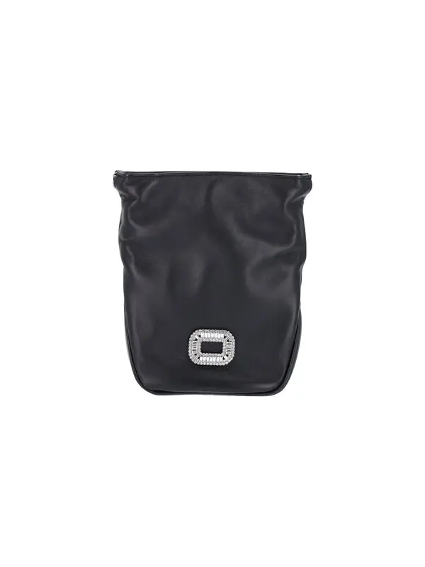 ROGER VIVIER Lamb Leather Handbag With Embellished Buckle - Black
