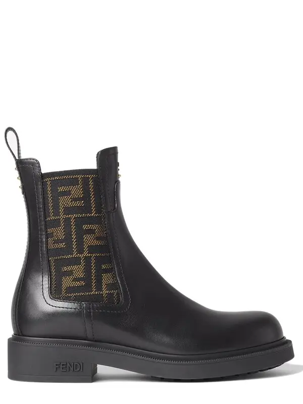 Fendi Round Toe Boots With Elegant Inserts - Nero