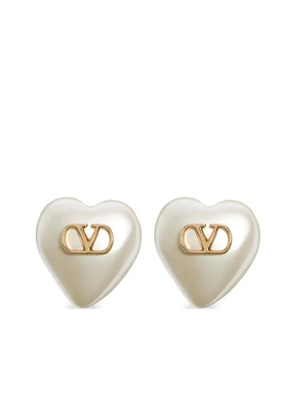 Valentino Garavani Vlogo Signature Pearl Stud Earrings - Bianco