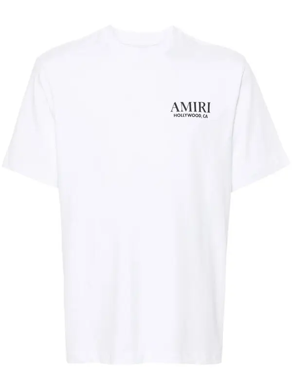 Amiri Ribbed Mini Crew Neck T-shirt With Rubberised Logo And Bones Motif - Bianco