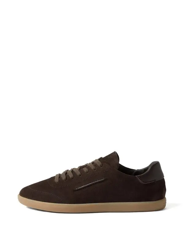 Zegna Logo Detail Suede Sneaker With Removable Insole