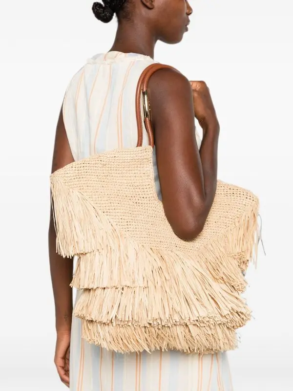 Zimmermann Goldentime Raffia Tote With Fringe Detail