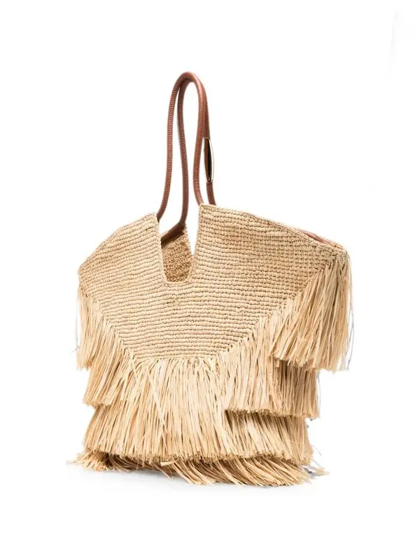 Zimmermann Goldentime Raffia Tote With Fringe Detail