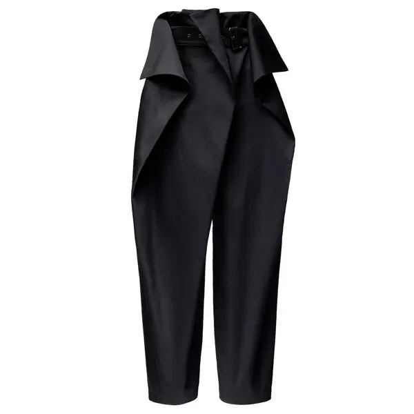 JANA COSHÈ Statement Wide Leg Trousers With Sculptural Pleats And Belted Waist
