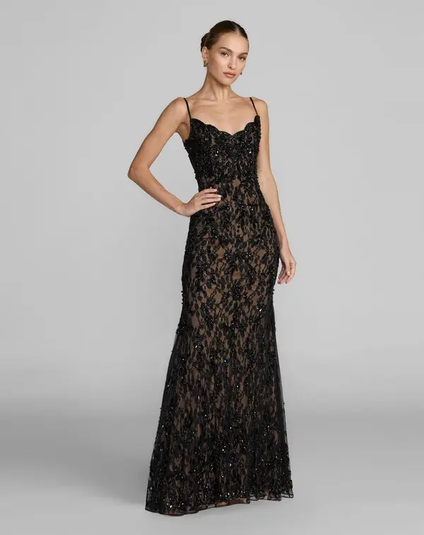 Mac Duggal Embellished Lace Sleeveless Gown