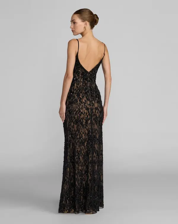 Mac Duggal Embellished Lace Sleeveless Gown