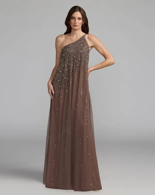 Mac Duggal One Shoulder Embellished Trapeze Gown