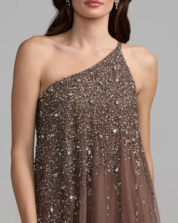 Mac Duggal One Shoulder Embellished Trapeze Gown