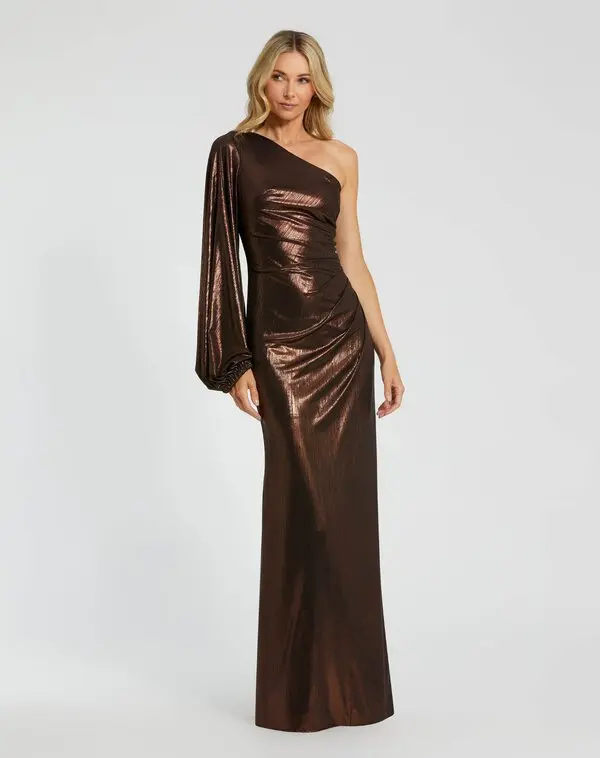 Mac Duggal Metallic Gown - Chocolate