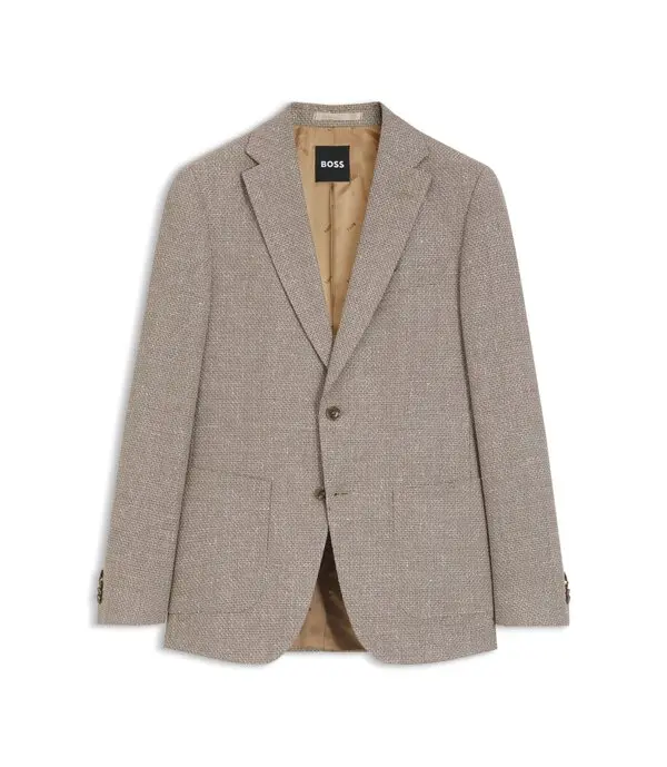 BOSS Slim-fit Blazer In A Patterned Virgin Wool Blend