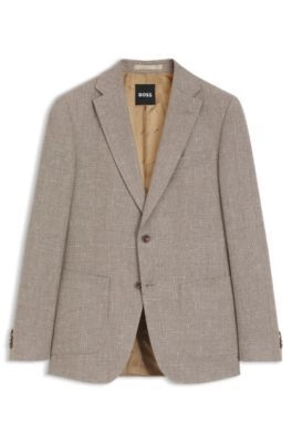BOSS Slim-fit Blazer In A Patterned Virgin Wool Blend