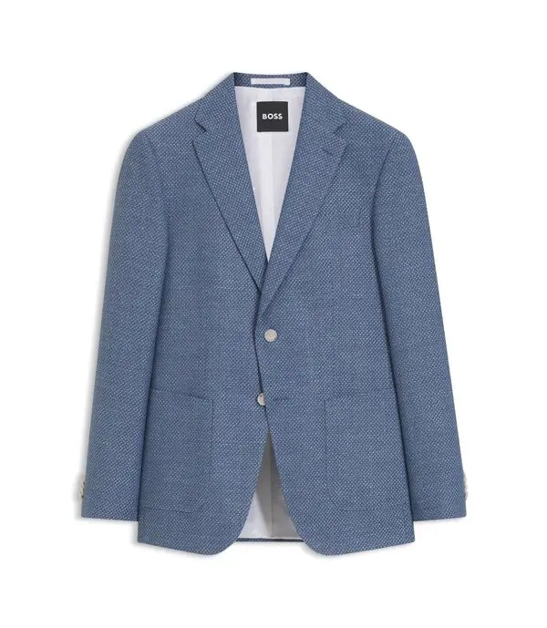 BOSS Slim-fit Blazer In A Patterned Virgin Wool Blend