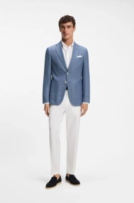 BOSS Slim-fit Blazer In A Patterned Virgin Wool Blend