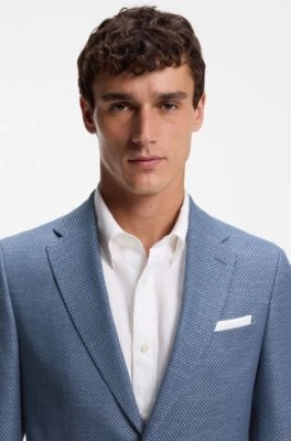 BOSS Slim-fit Blazer In A Patterned Virgin Wool Blend