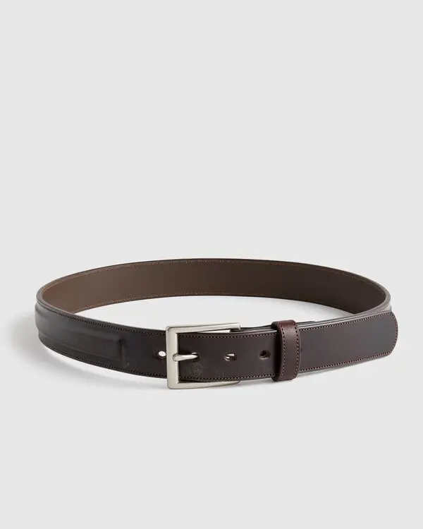 Quince Hugo Contoured Leather Dress Belt - Hickory