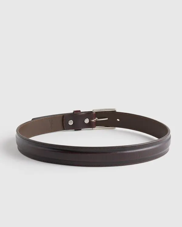Quince Hugo Contoured Leather Dress Belt - Hickory