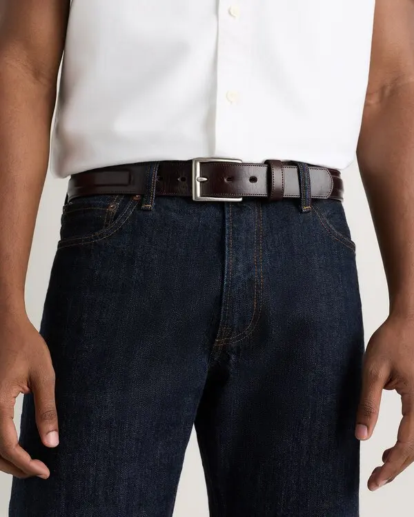 Quince Hugo Contoured Leather Dress Belt - Hickory