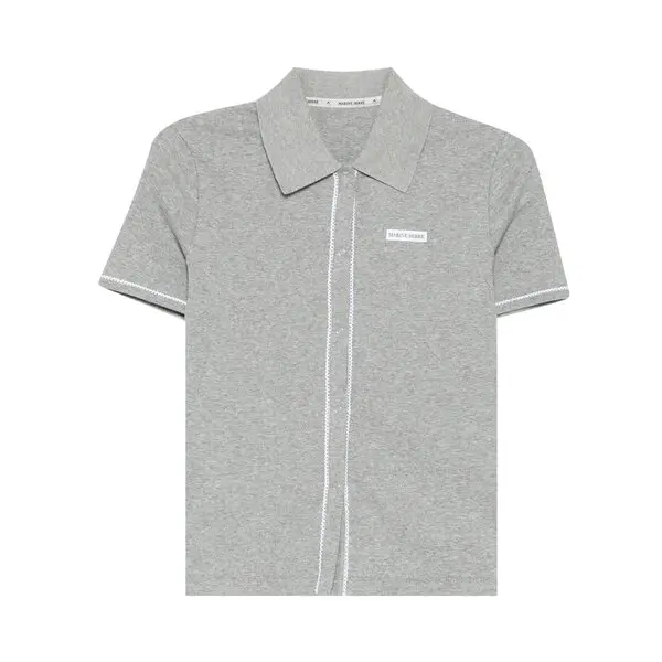 MARINE SERRE Short Sleeve Polo Shirt - Grey