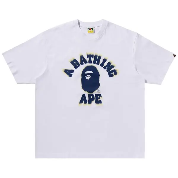 A BATHING APE Spray College Relaxed Fit Tee - White