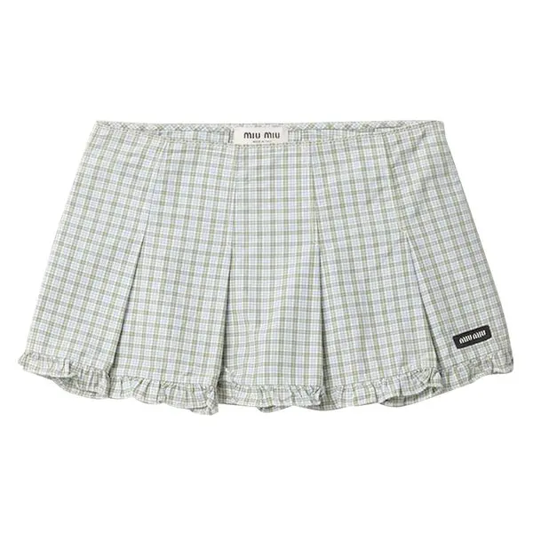Miu Miu Check Gonna 'bianco/salvia
