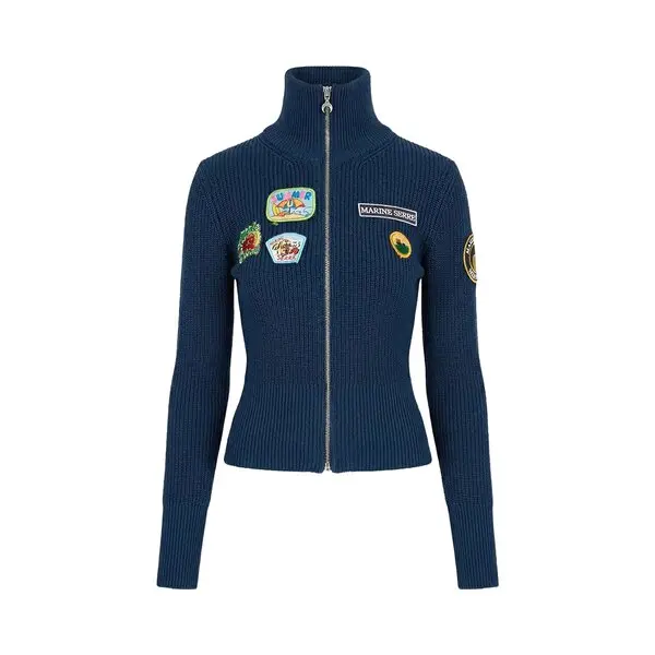 MARINE SERRE Upc Patch Zip-up Cardigan