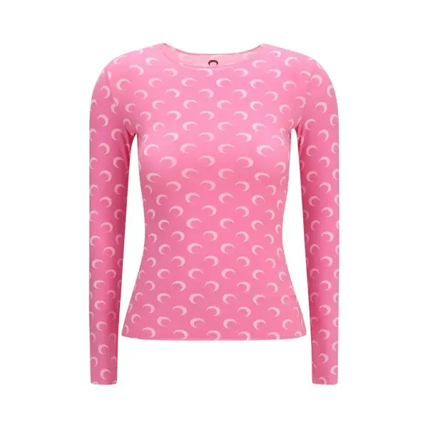 MARINE SERRE Moon Print Jersey Long Sleeve Crewneck Top