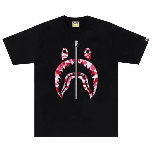 A BATHING APE Abc Camo Shark Tee /pink - Black
