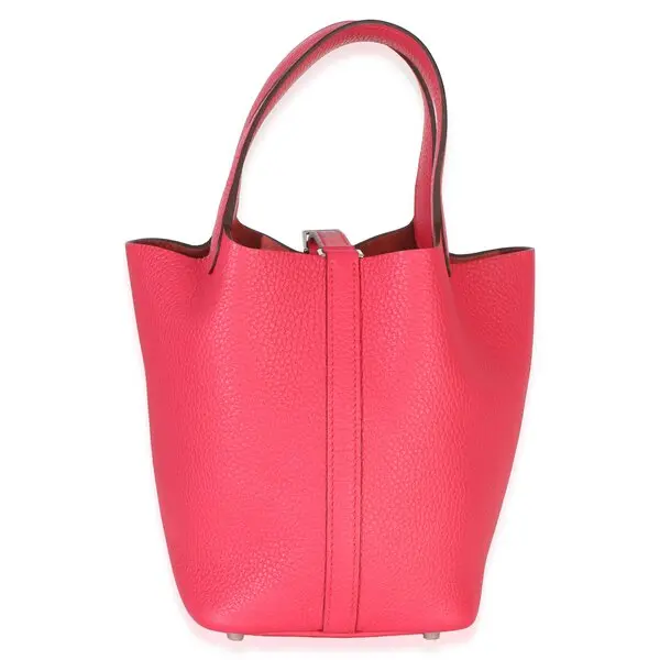 Hermès Rose Extreme Clemence Picotin Lock 18 Phw - Pink