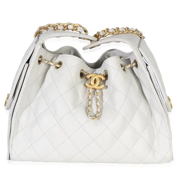 Chanel Quilted Caviar Hobo Bag - Gray
