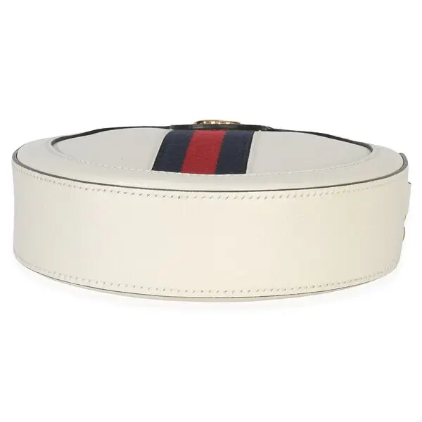 Gucci Mystic Textured Calfskin Web Mini Ophidia Round Shoulder Bag - White
